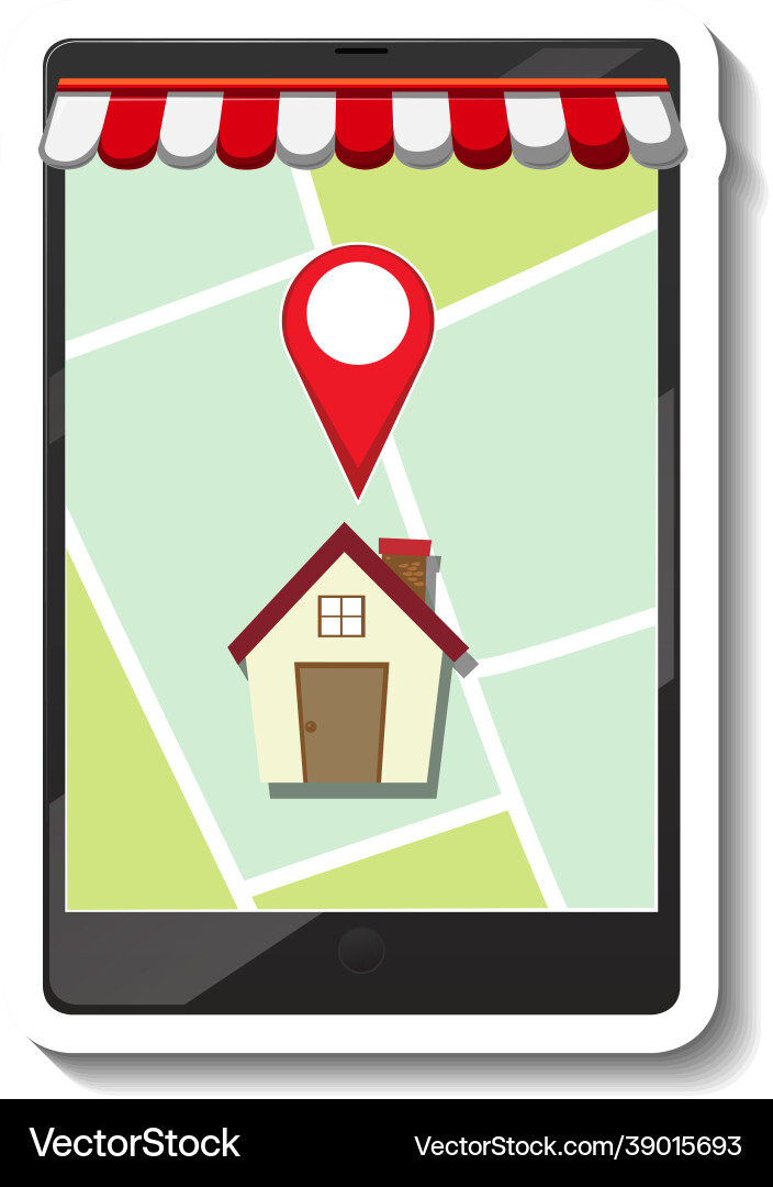 A sticker template with smartphone showing pin Vector Image