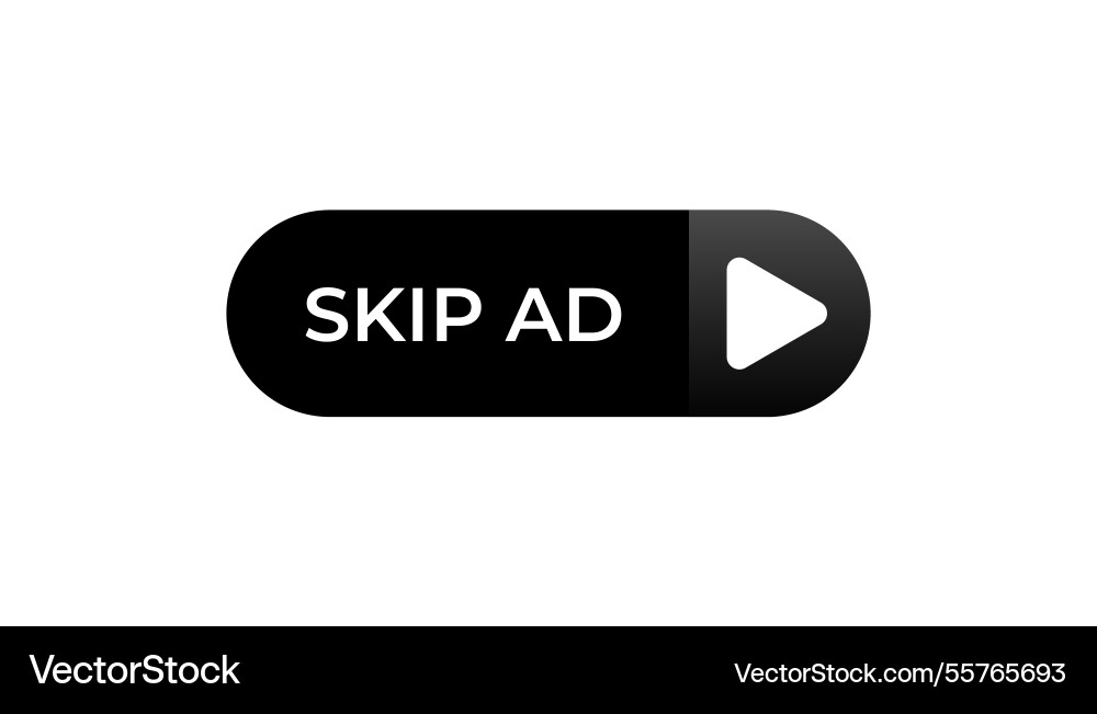 Black skip ad button with white text Royalty Free Vector