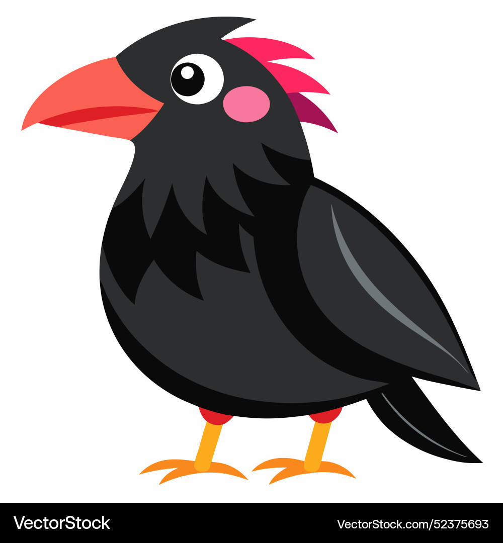 Chough bird play kawaii Royalty Free Vector Image