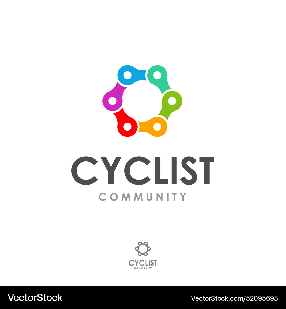 Colorful chain for cyclist community logo design Vector Image