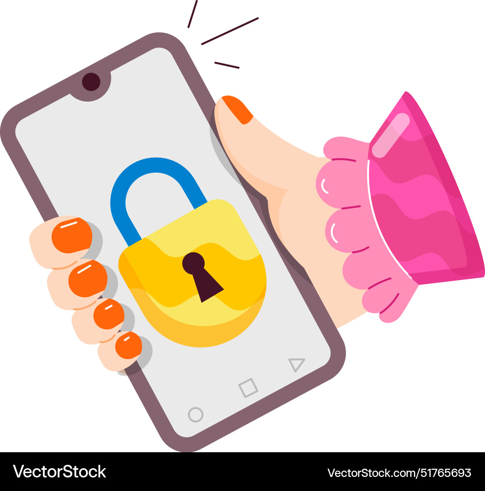 Easy to use flat sticker of mobile lock Royalty Free Vector