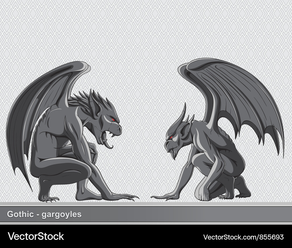 Gothic Stone Gargoyles Royalty Free Vector Image