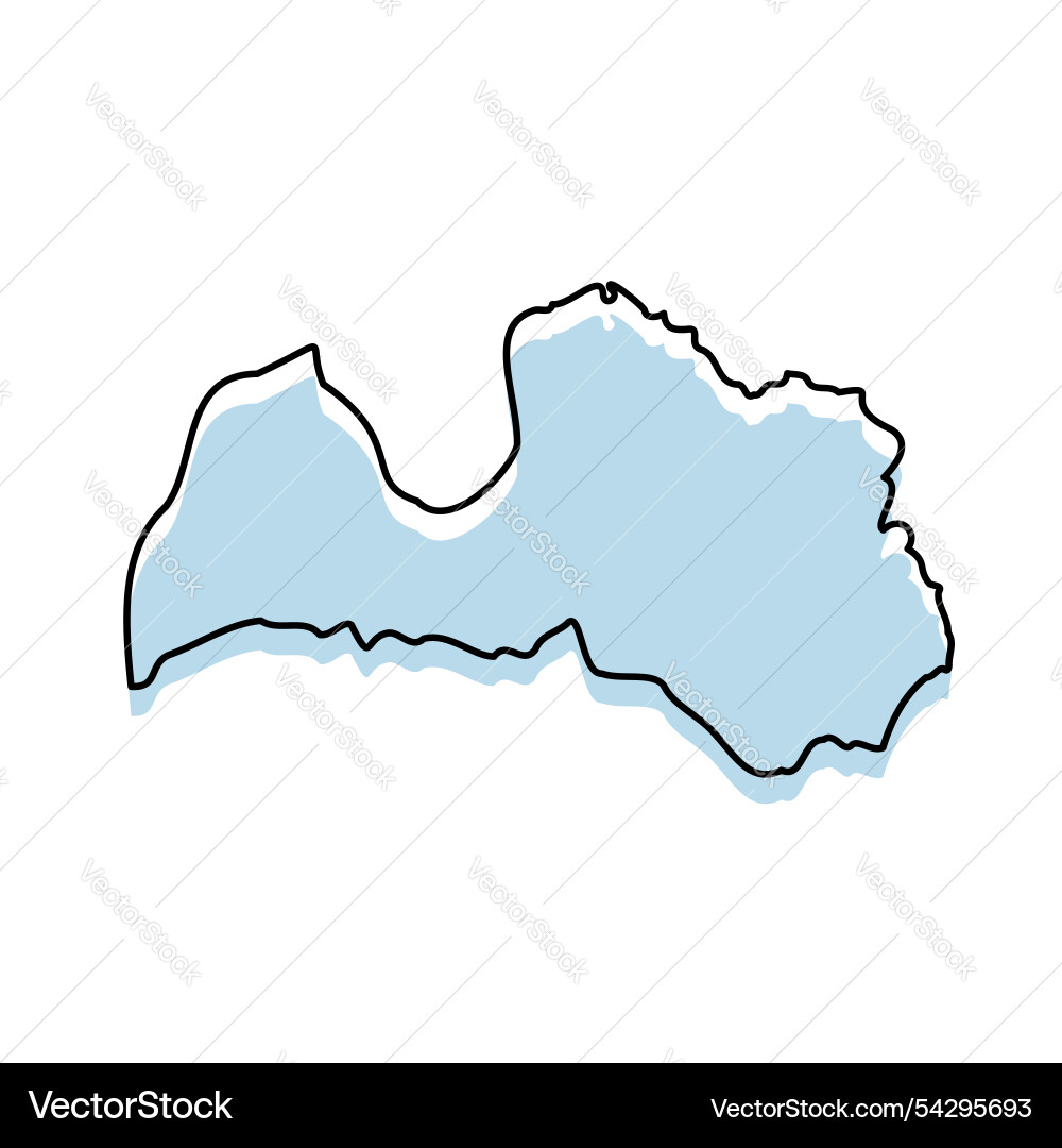 Latvia map with body and outline isolated Vector Image