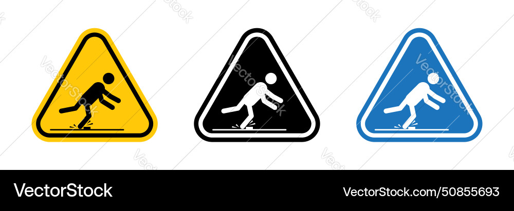 Tripping hazard warning sign icon set danger Vector Image