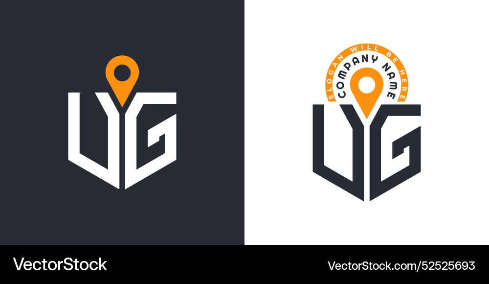 Ug location logo bundle letter dual icons Vector Image
