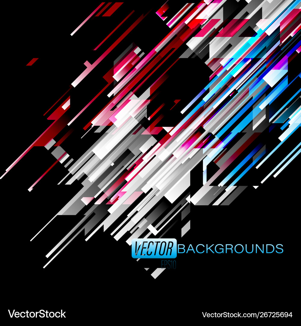 Abstract geometric colors shapes on a black Vector Image
