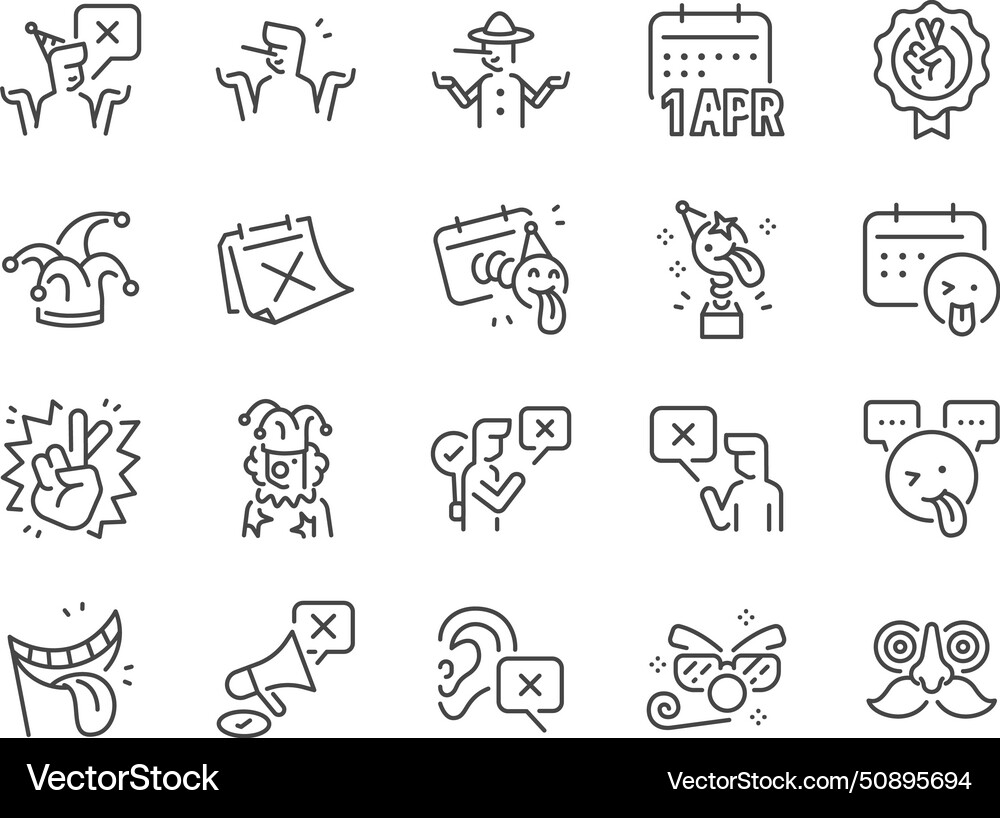 April fools day icon set Royalty Free Vector Image