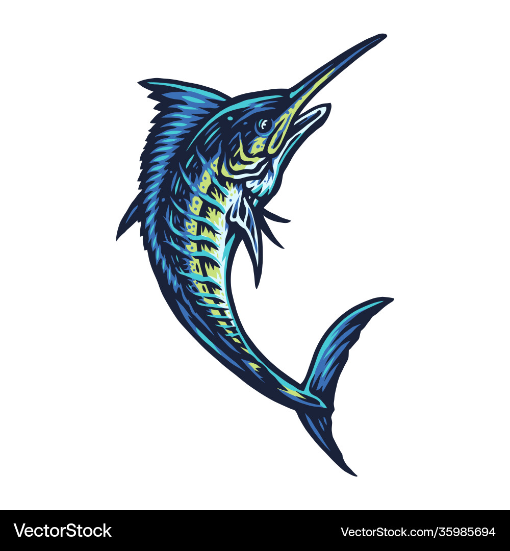 Blue Marlin - Marine Art Royalty Free Vector Image