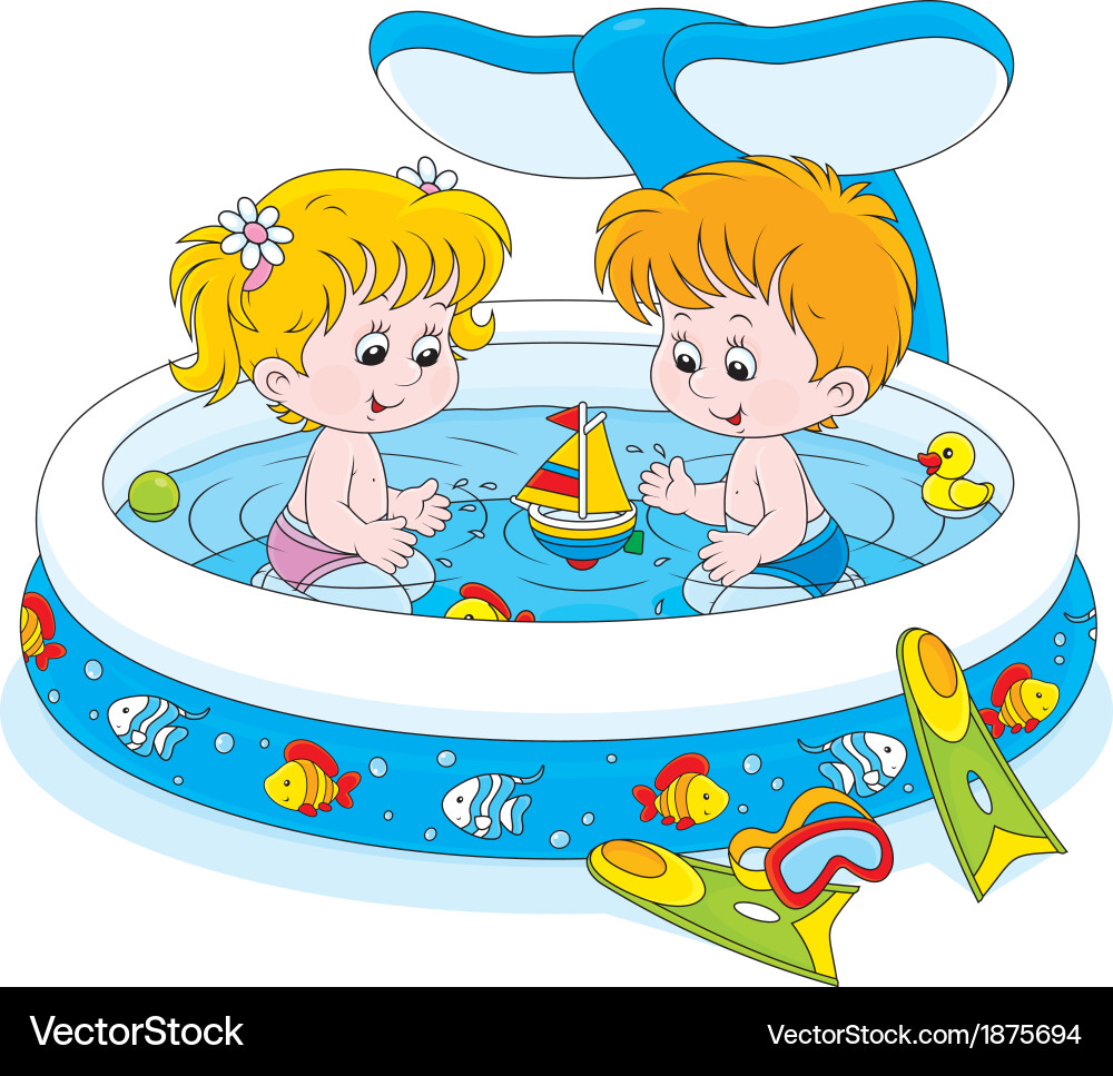 Children in a kids pool Royalty Free Vector Image