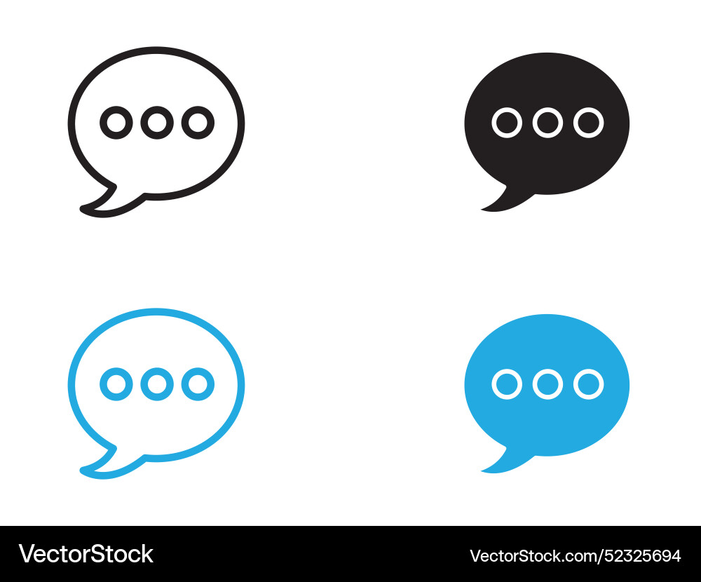 Comment icon black and white outline sign Vector Image