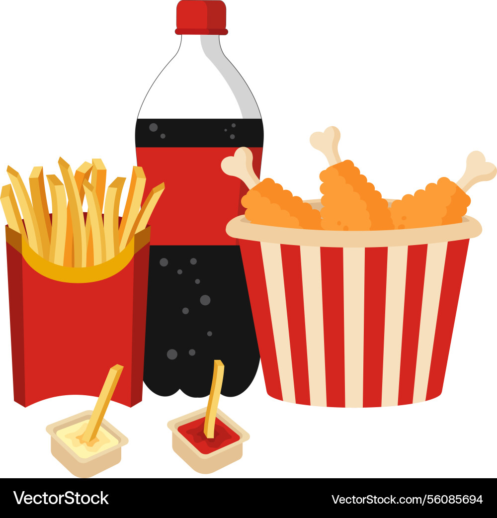 Fast food combo Royalty Free Vector Image - VectorStock
