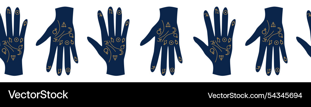 Horizontal border set magic and heavens seamless Vector Image