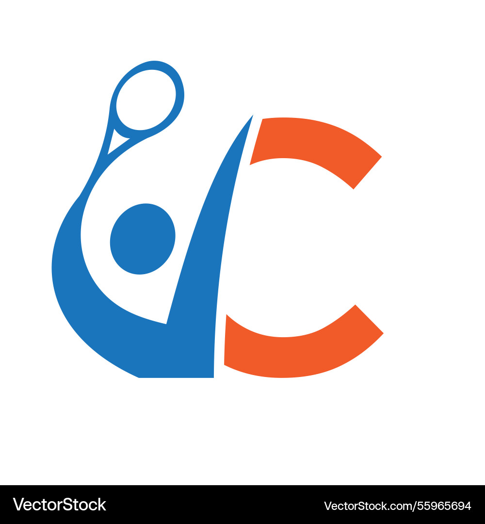 Letter c padel racket logo design paddle symbol Vector Image