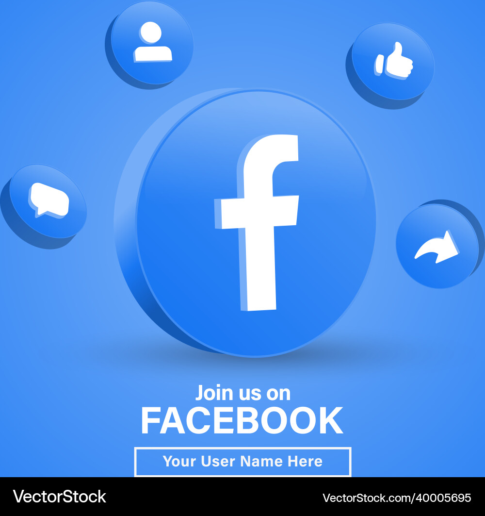 3D Facebook Contact Logo Royalty Free Vector Image