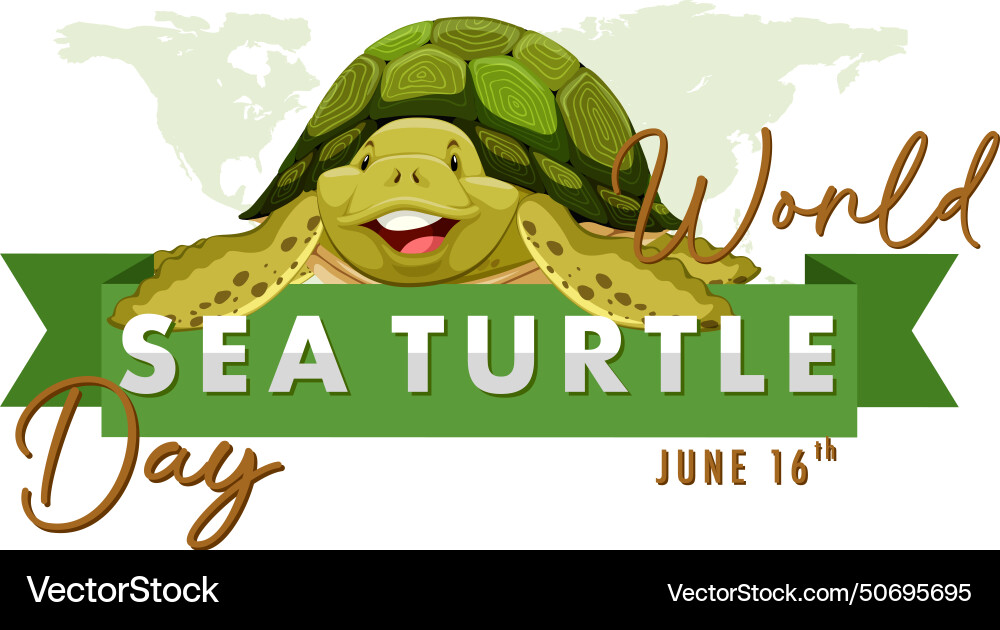 A happy sea turtle with event text Royalty Free Vector Image