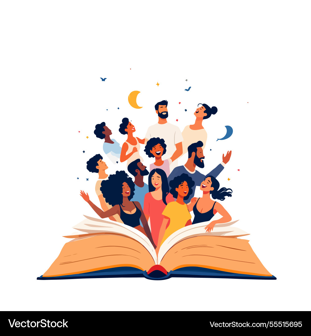 Ai-generated happy people reading and celebrating Vector Image