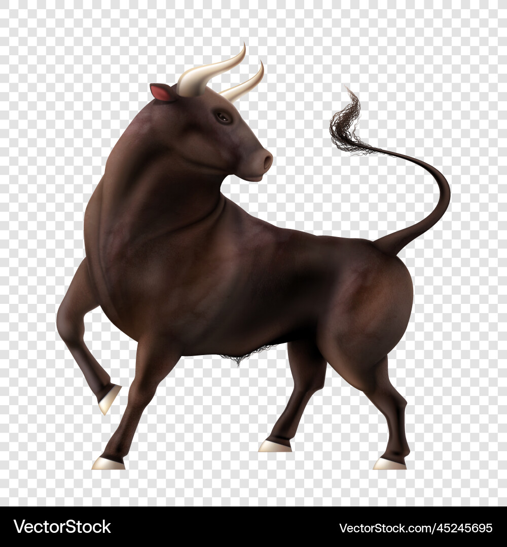 Bull realistic transparent composition Royalty Free Vector