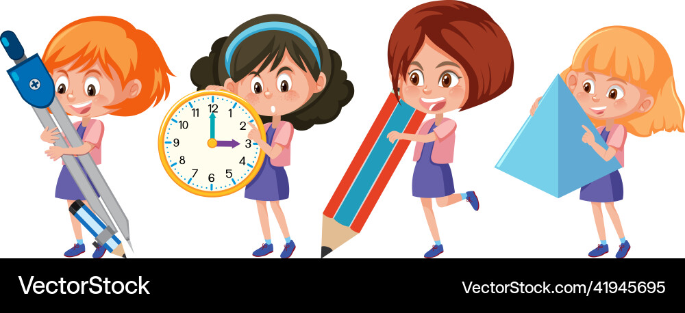 Children holding math tool Royalty Free Vector Image