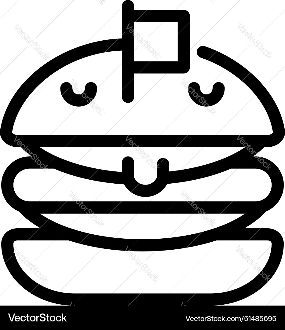Cute cartoon burger with smiley face Royalty Free Vector