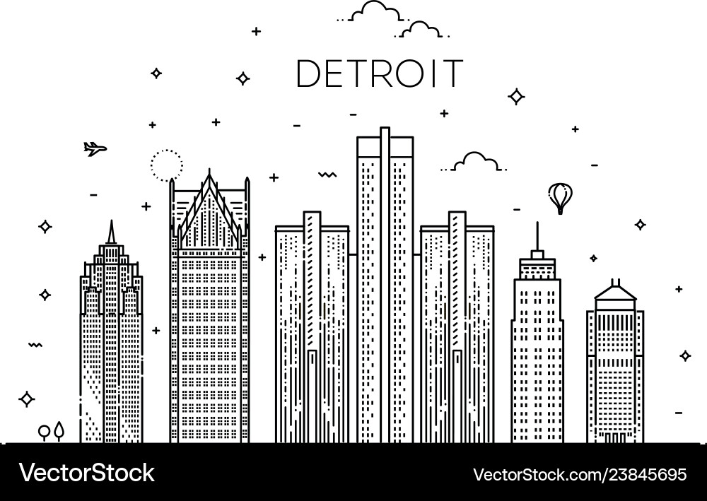 Detroit Skyline Architecture Royalty Free Vector Image