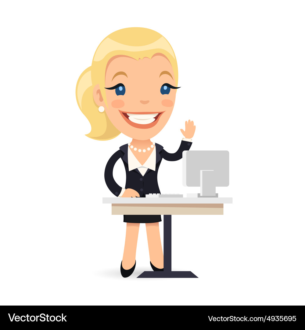 Female cartoon support character at her desk Vector Image