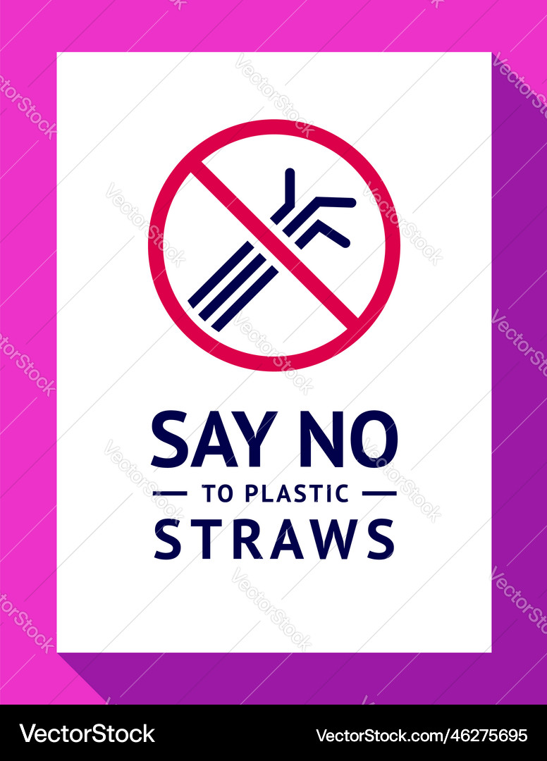 No plastic straws forbidden prohibited poster Vector Image