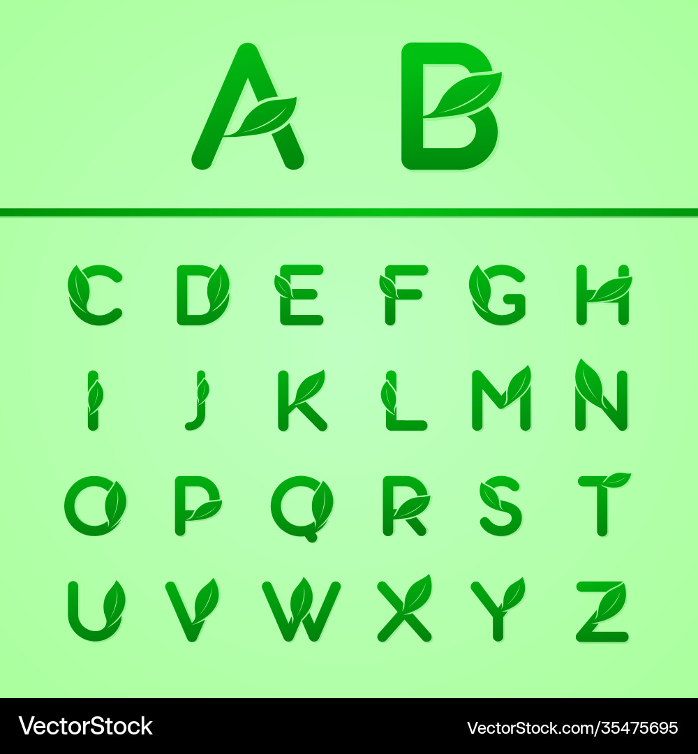 Set green lettering for ecology logo Royalty Free Vector