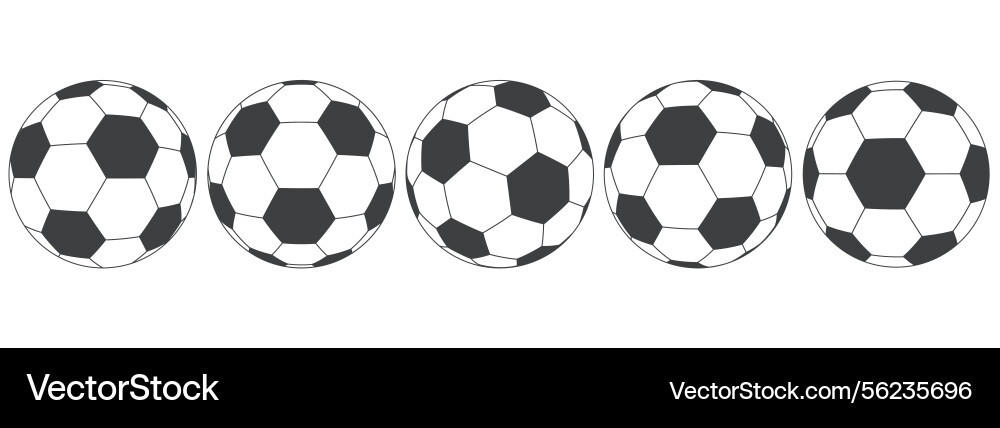 Black soccer ball from different angles flat Vector Image