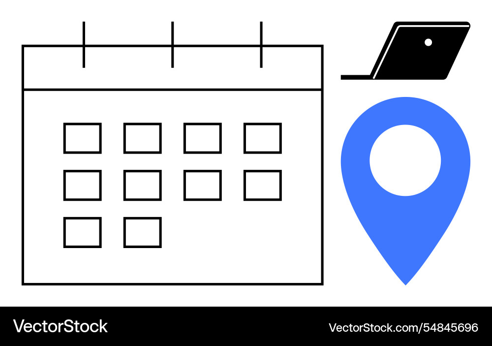 Calendar notebook and map pin planning Royalty Free Vector