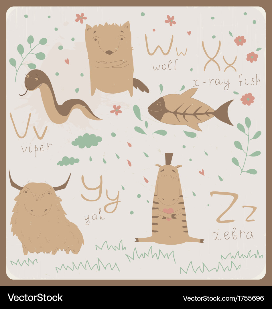 Cute zoo alphabet Royalty Free Vector Image - VectorStock