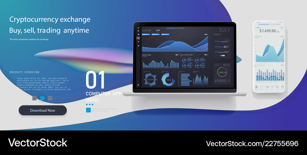 Dashboard user panel template design Royalty Free Vector