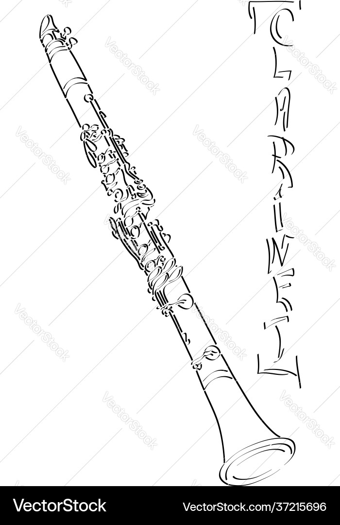 Detailed Clarinet Sketch Royalty Free Vector Image