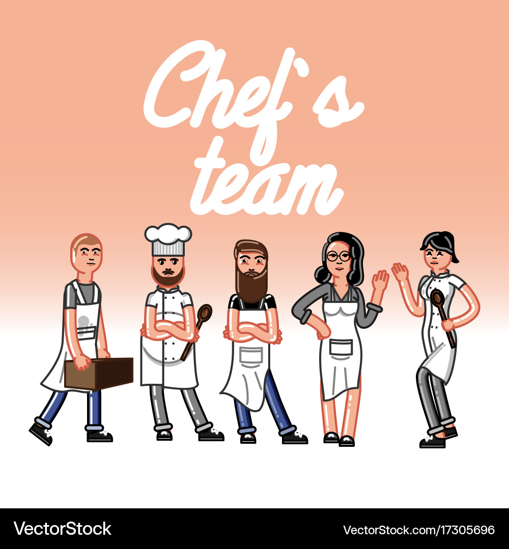 Group of professional chefs Royalty Free Vector Image