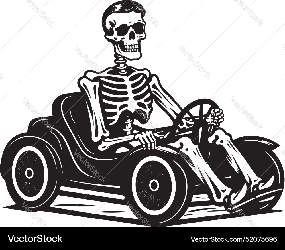 Phantom pedal skeleton car icon logo skele wheels Vector Image