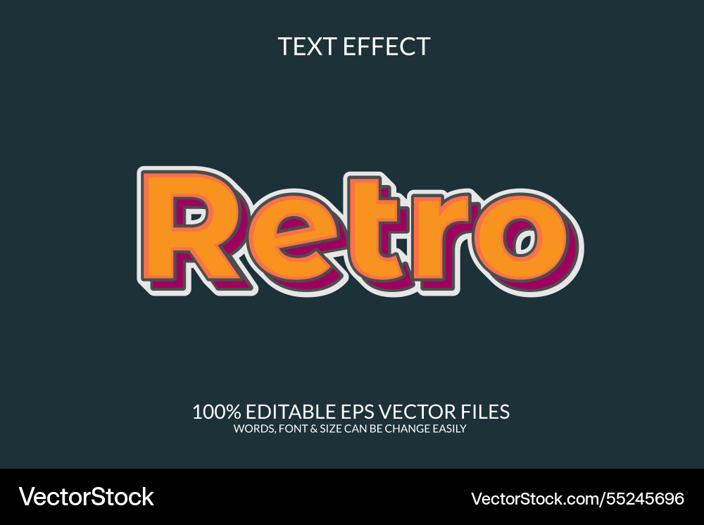 Retro 3d font design Royalty Free Vector Image
