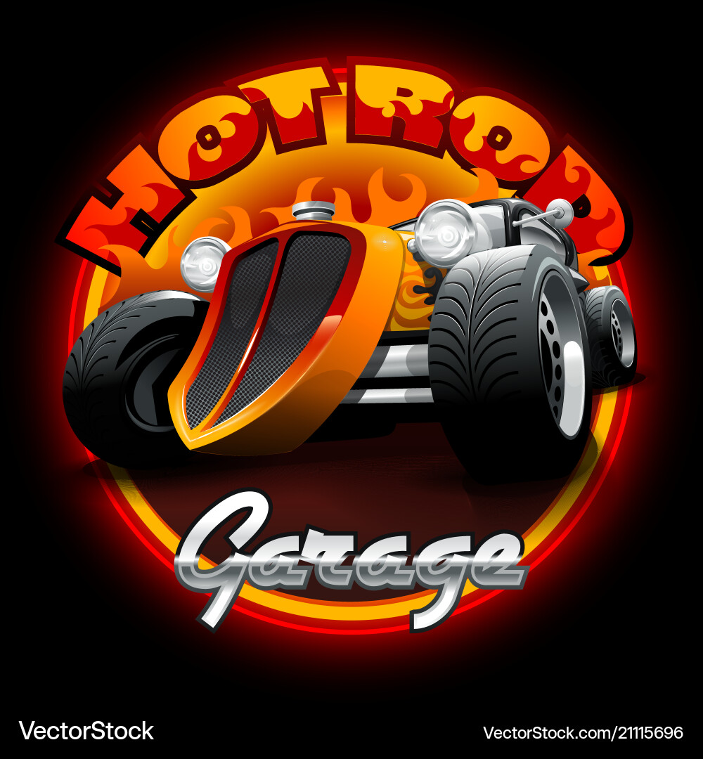 Retro Hot Rod Logo - Vintage Style Royalty Free Vector Image