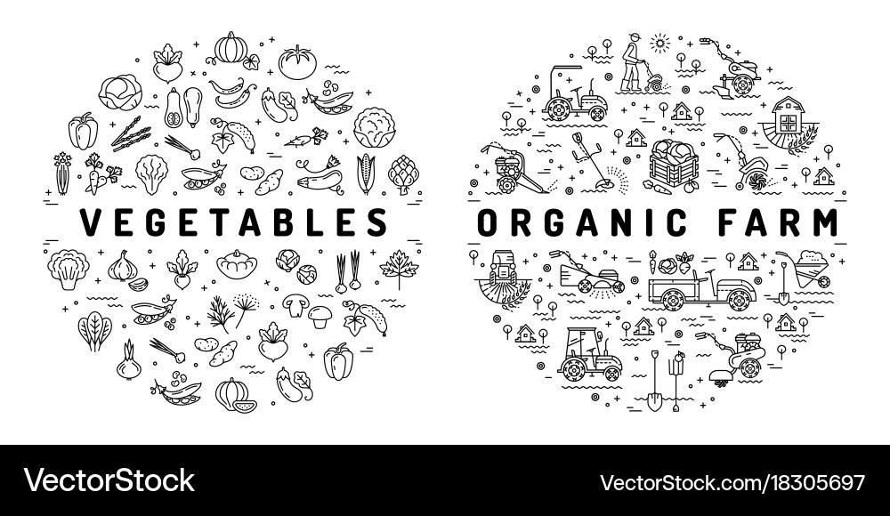 Agriculture farming and vegetable flat Royalty Free Vector