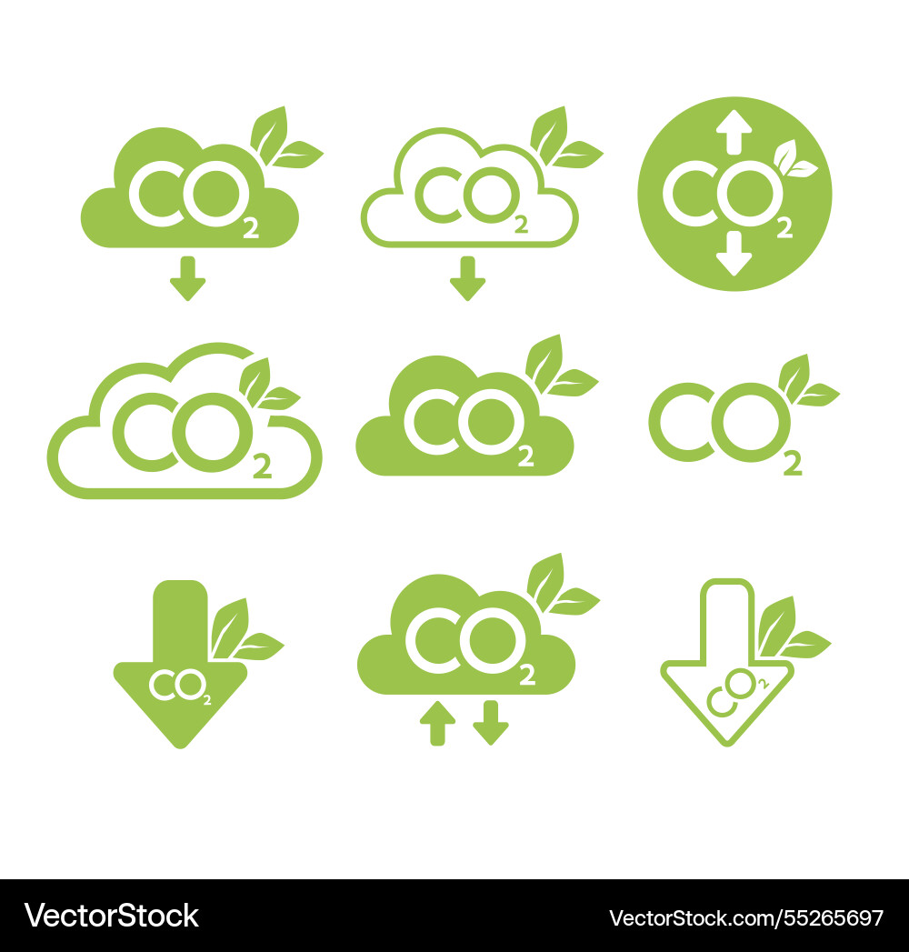 Carbon Dioxide Emission Icons Royalty Free Vector Image