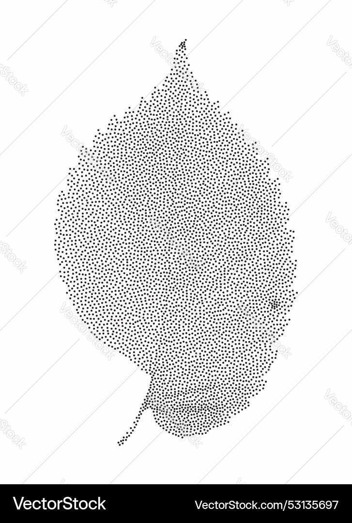 Dotted grainy hornbeam leaf monochrome stipple Vector Image