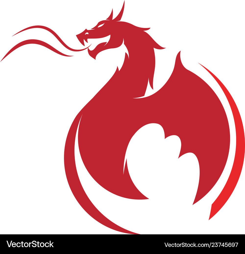 Dragon Icon - Red & White – Royalty-Free Vector | VectorStock