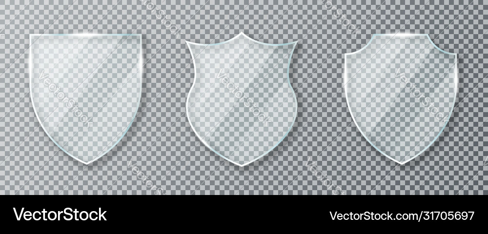 Glass shield set transparent shields Royalty Free Vector