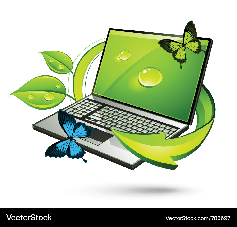 Green laptop Royalty Free Vector Image - VectorStock