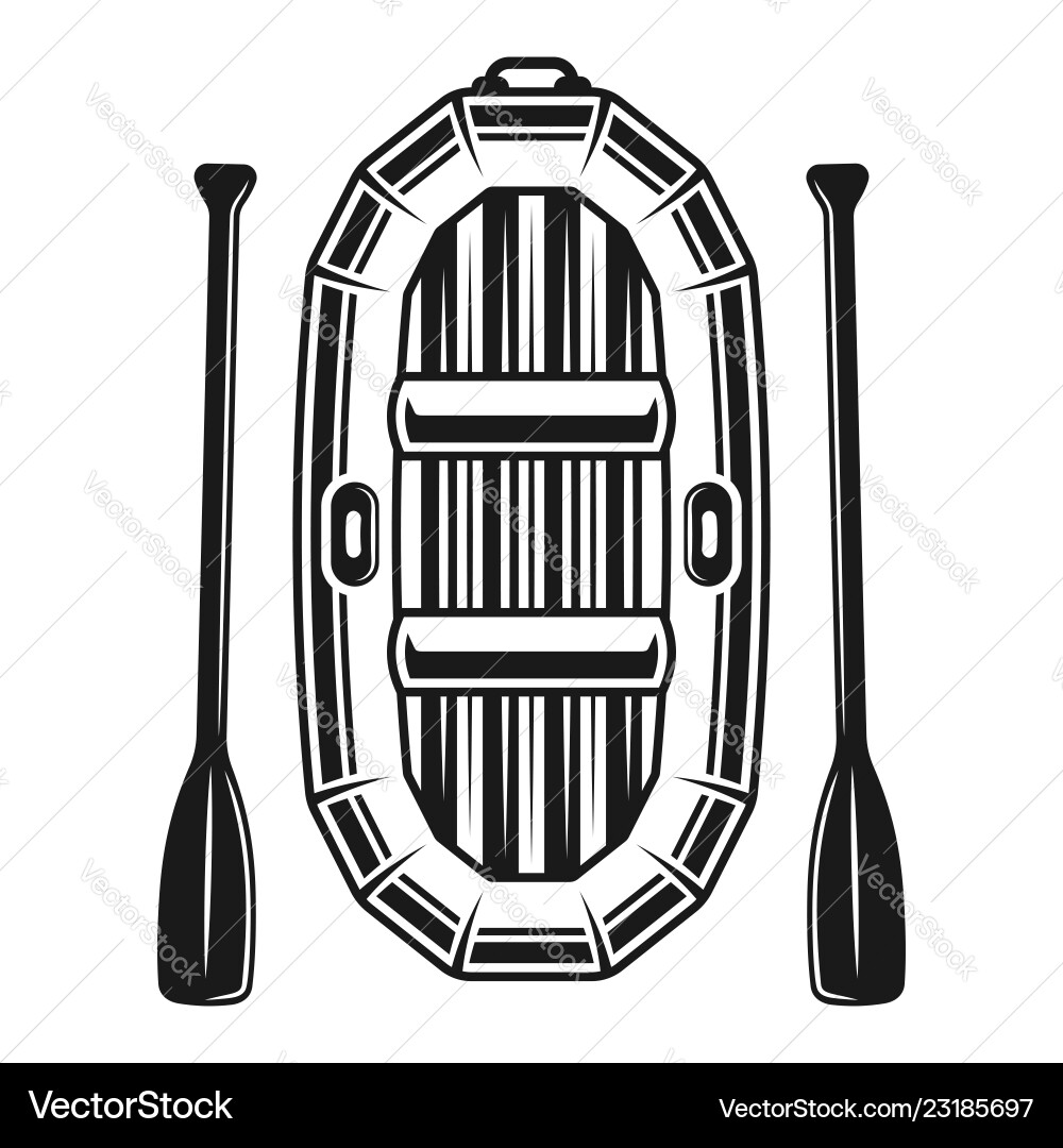 Inflatable boat for rafting paddles object Vector Image