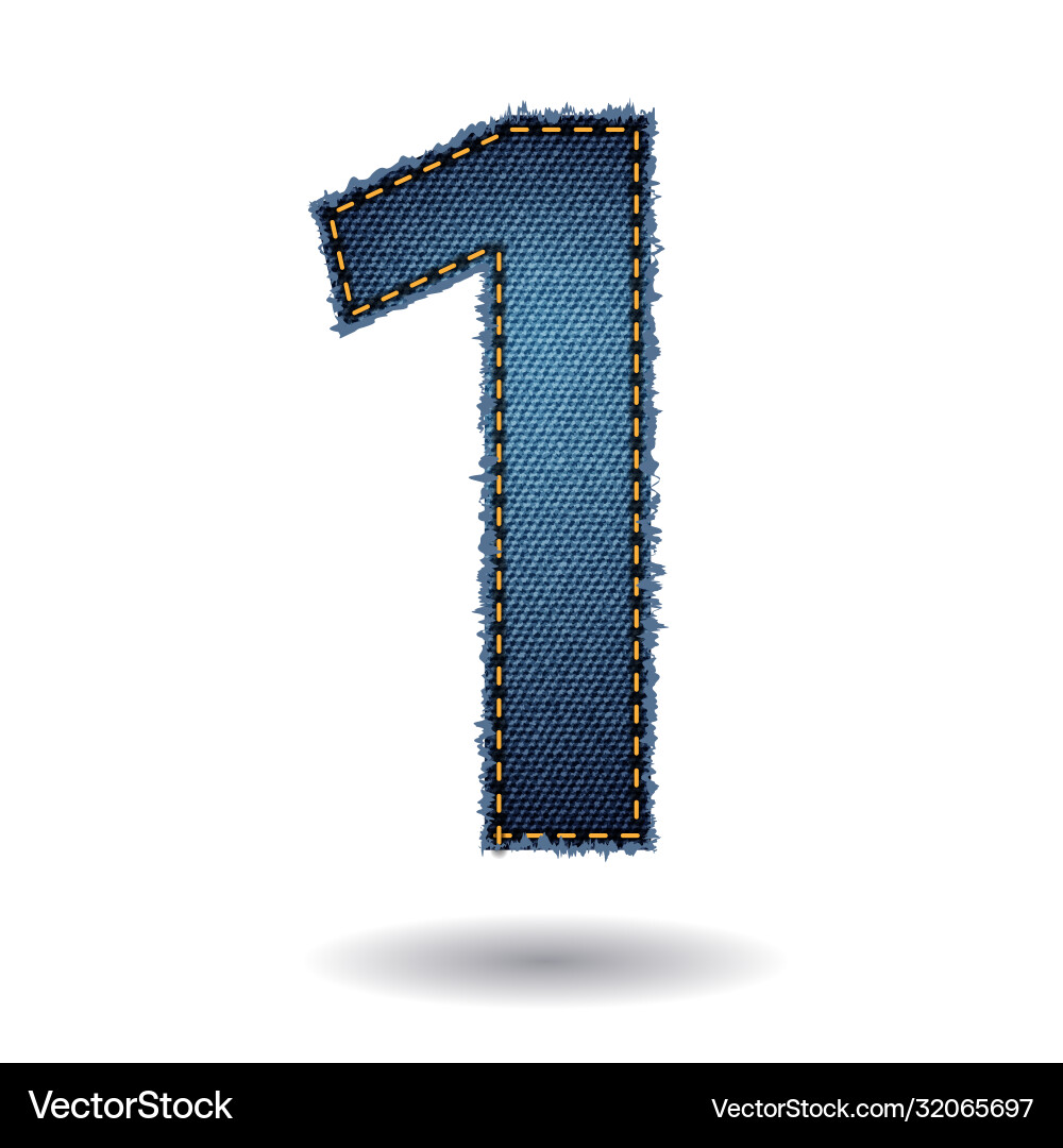 Jeans alphabet letters number 1 modern template Vector Image