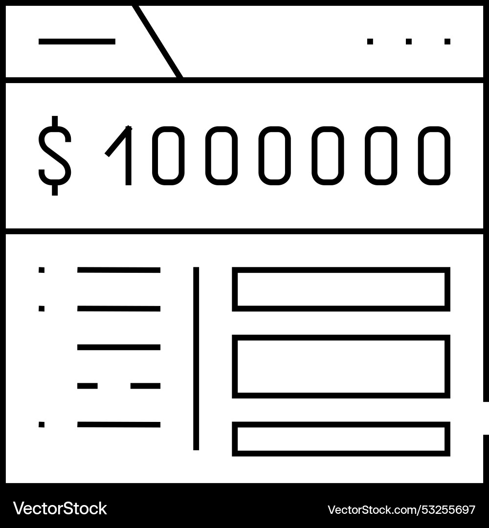 Millionaire bank account line icon Royalty Free Vector Image
