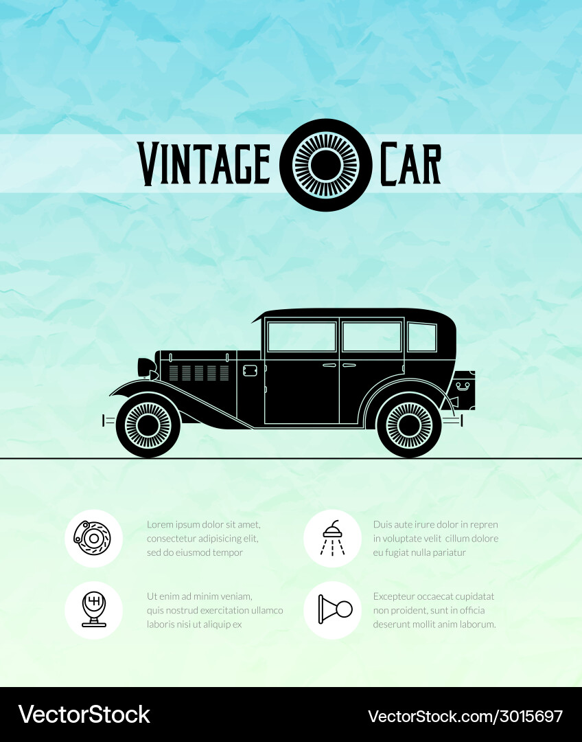 Retro car vintage outline style Royalty Free Vector Image