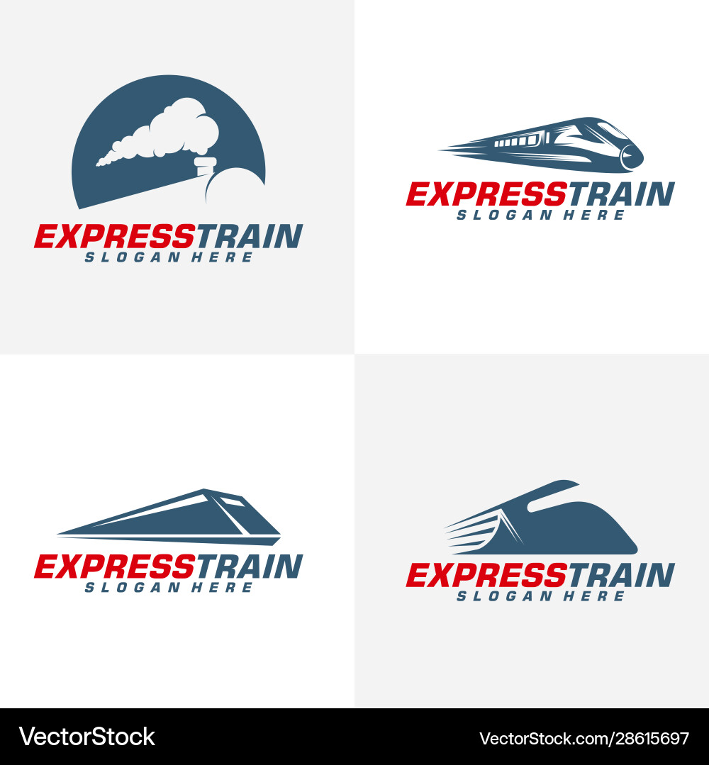 Set fast train logo design template creative Vector Image