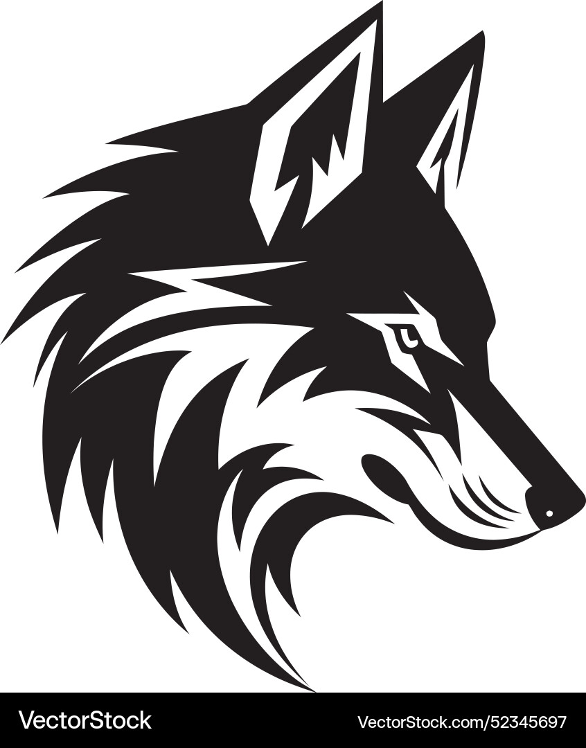 Shadow symphony black wolf designmonochrome Vector Image