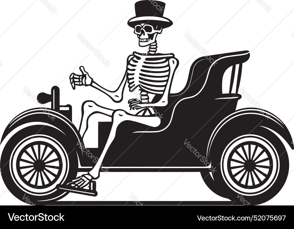 Skele wheels car with skeleton design ghostly Vector Image