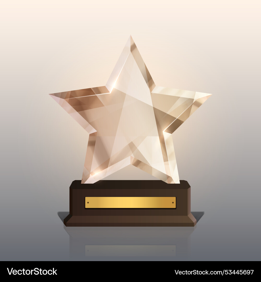Star shape winner glass trophy crystal prize Vector Image